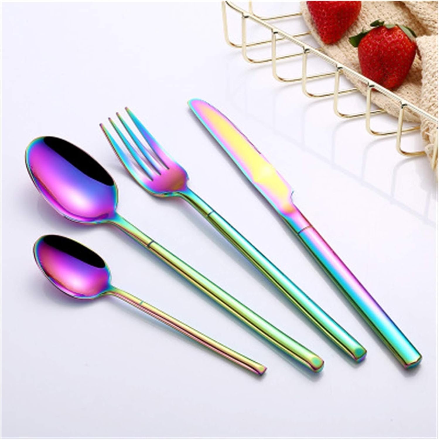 24 Pcs Golden Cutlery Set 18/8 Stainless Steel Knife Spoon and Fork ...