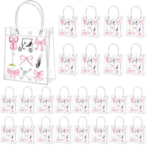 24 Pcs Golf Party Favor Bags with Pink Bow Golf Ball Clear Goodie Gift ...