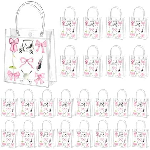 24 Pcs Golf Party Favor Bags with Pink Bow Golf Ball Clear Goodie Gift ...