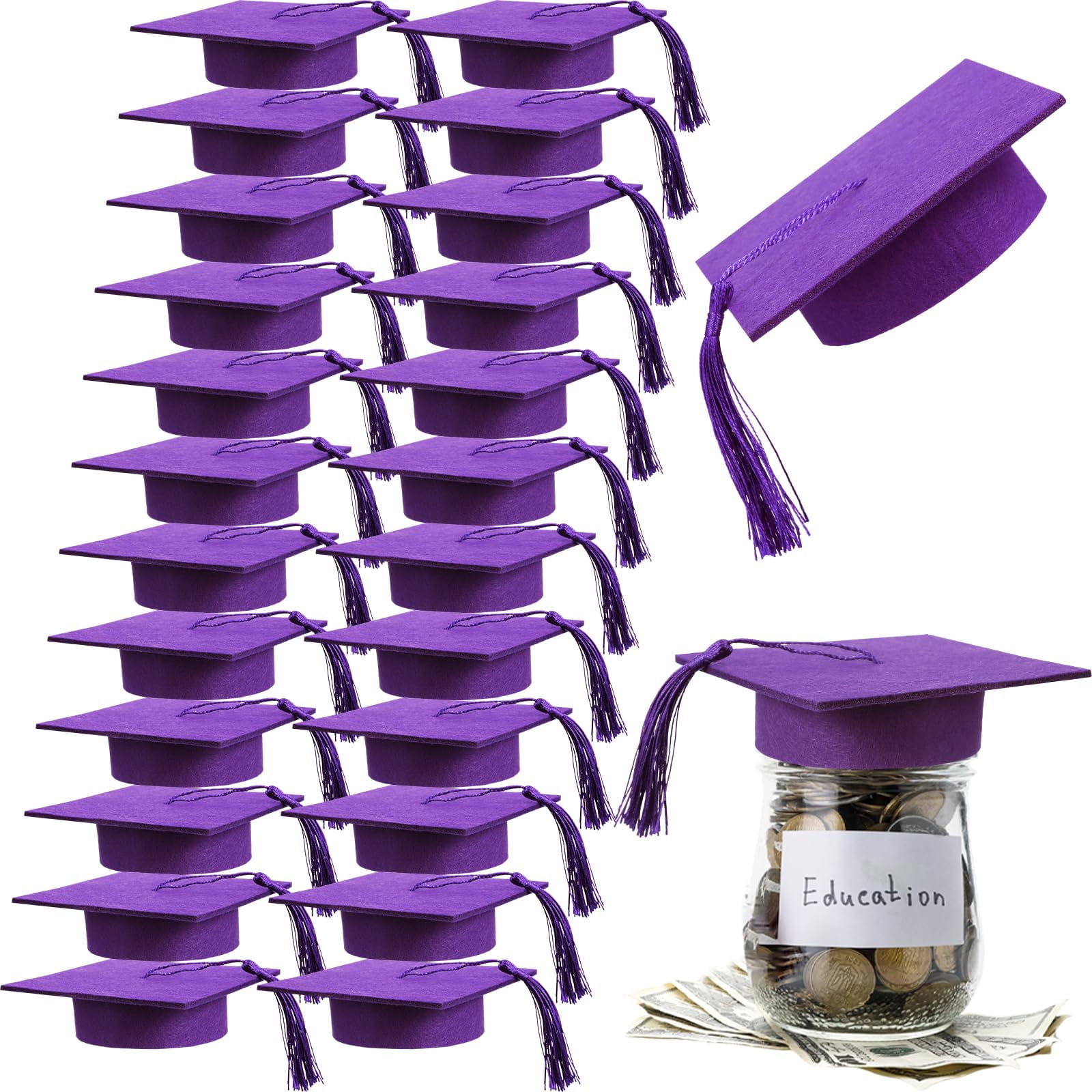 24 Pcs Graduation Cap Decorations Mason ATT1Jar Lid with Tassels 4.2 ...
