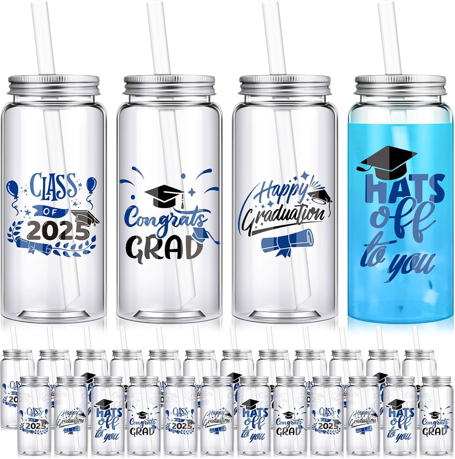 24 Pcs Graduation Cups with Straws Bulk 13.5 oz Class of 2025 Plastic ...