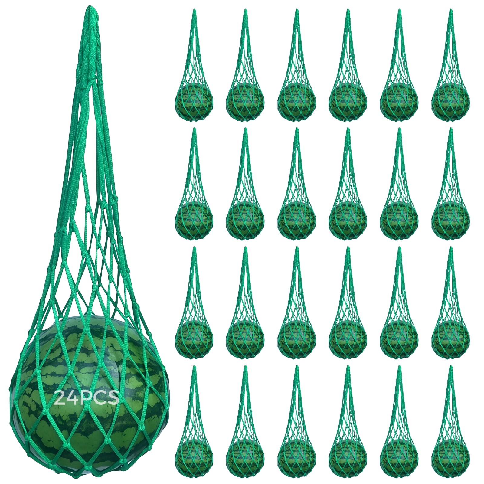 24 Pcs Green Heavy-Duty Melon Net Bags with 100 Ties, Pumpkin Trellis ...
