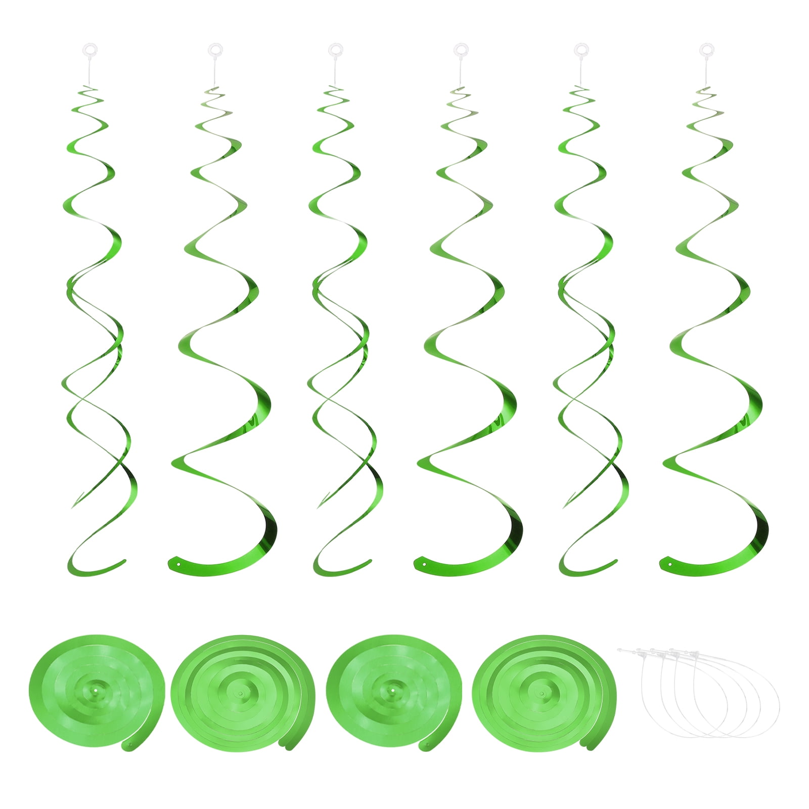 24 Pcs Green Party Hanging Swirls Single Strip Hanging Decorations Foil ...
