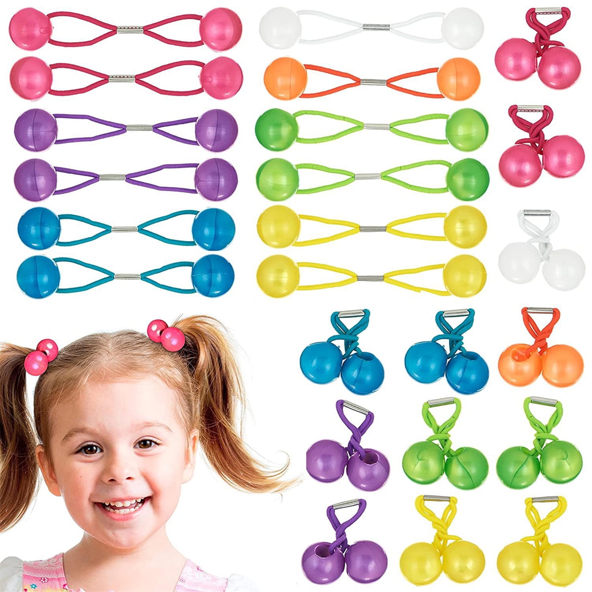24 Pcs Hair Balls for Girls Hair,Bexikou Colorful Ball Hair Ties Cute ...