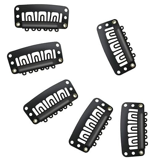 24 Pcs Hair Extension Snap Clips Ushaped Design Black Metal Wig Black ...