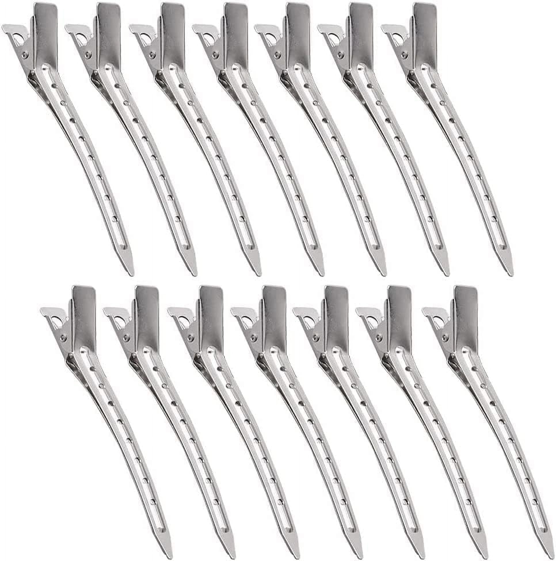 24 Pcs Hair Sectioning Clips 3.5 Inches Metal Curl Clips Duckbill ...