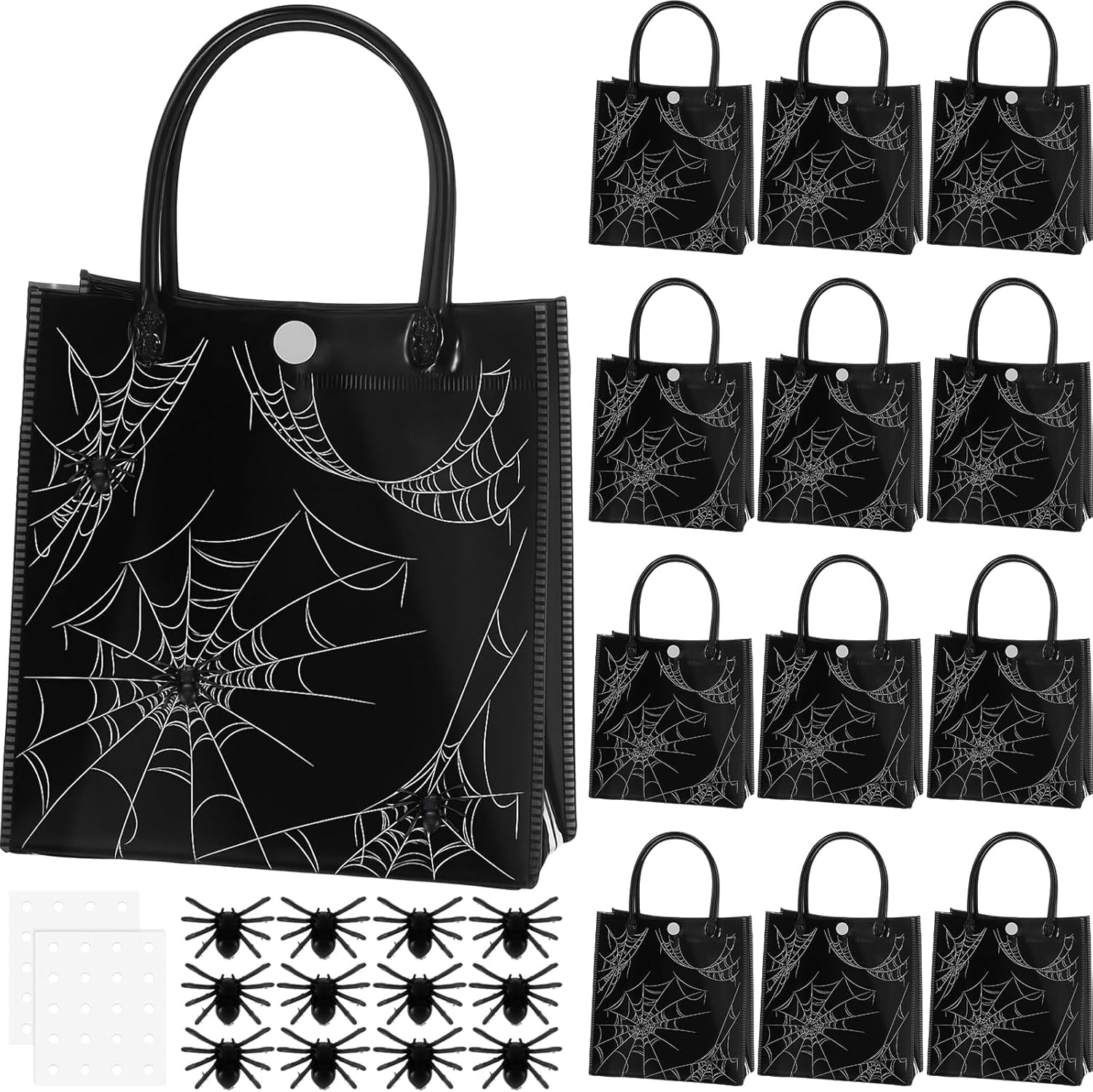 24 Pcs Halloween Spider Gift Bag and 30 Pcs Fake Spiders Black Web ...