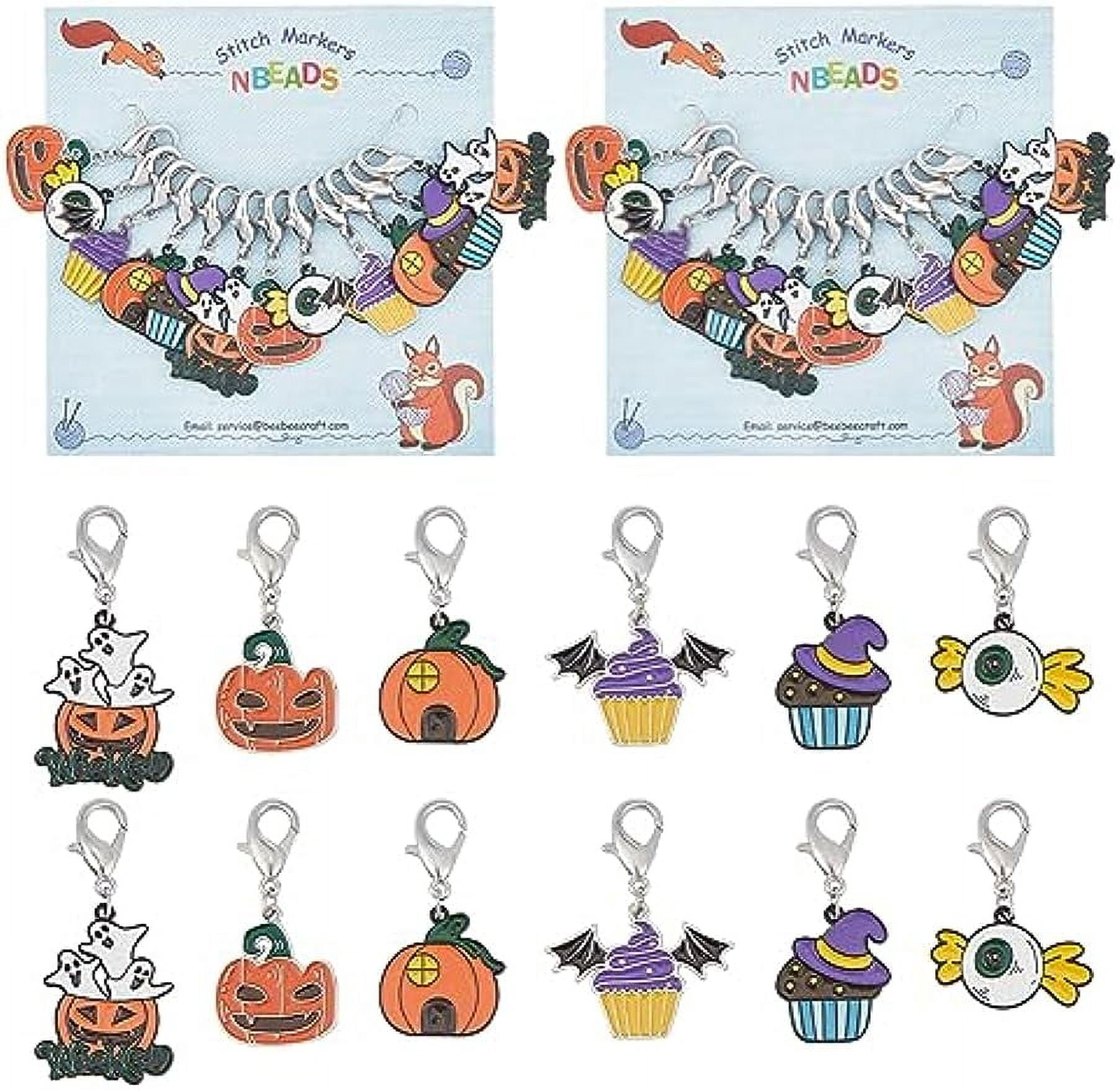 24 Pcs Halloween Theme Stitch Markers, Enamel Alloy Crochet Stitch ...