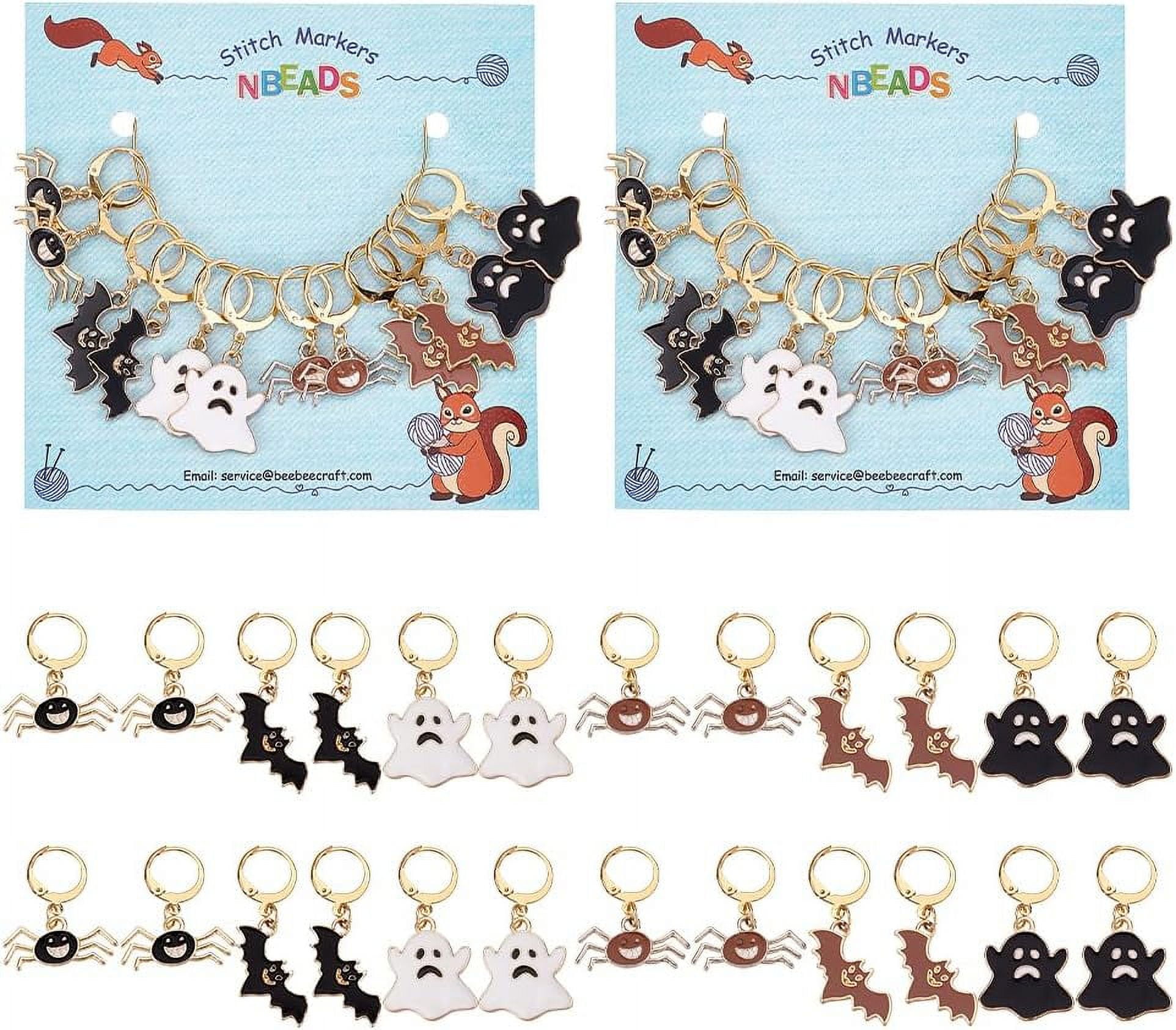 24 Pcs Halloween Theme Stitch Markers Enamel Ghost/Spider/Bat Crochet ...