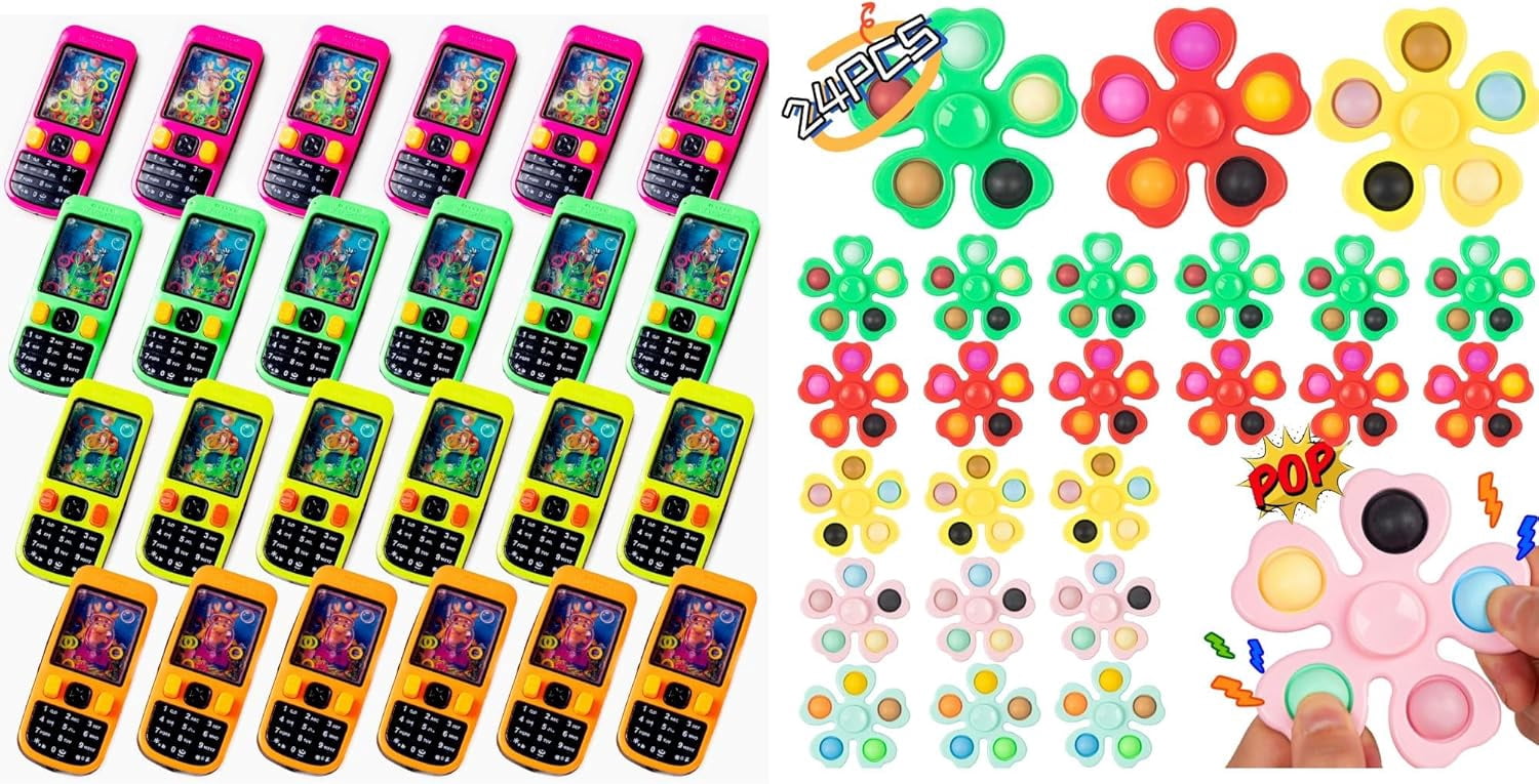24 Pcs Handheld Water Game +24 Pcs Pop Bubble Fidget Spinner Party ...