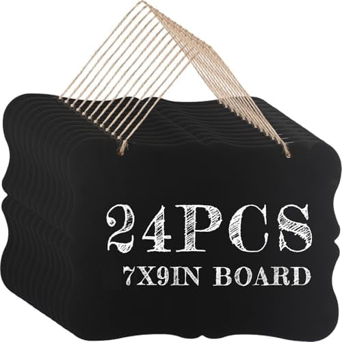 24 Pcs Hanging Chalkboard Signs, Double Sided Small Chalkboard Sign ...