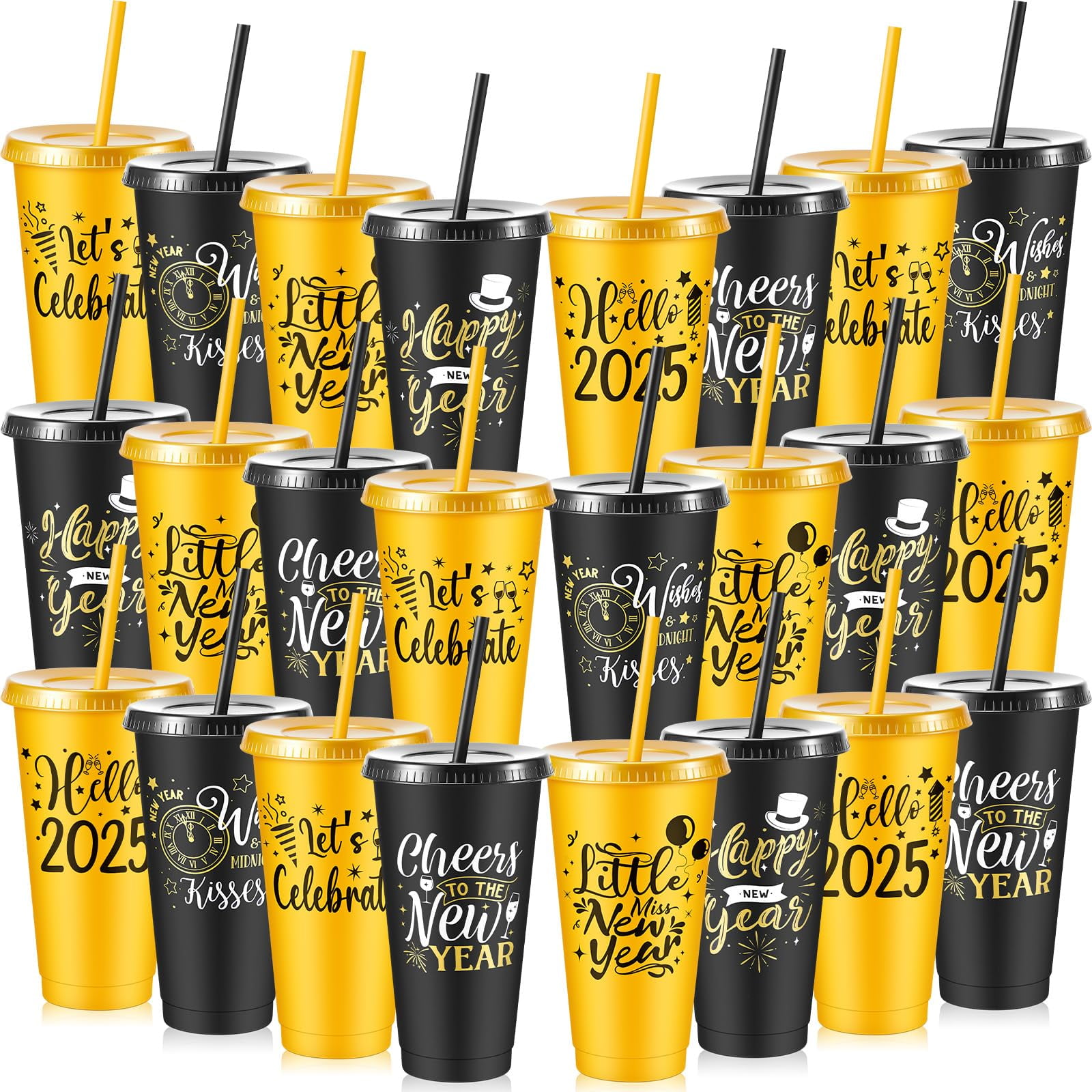 24 Pcs Happy New Year Party Cups 24oz Bulk 2025 New Year Eve Gifts Cups ...
