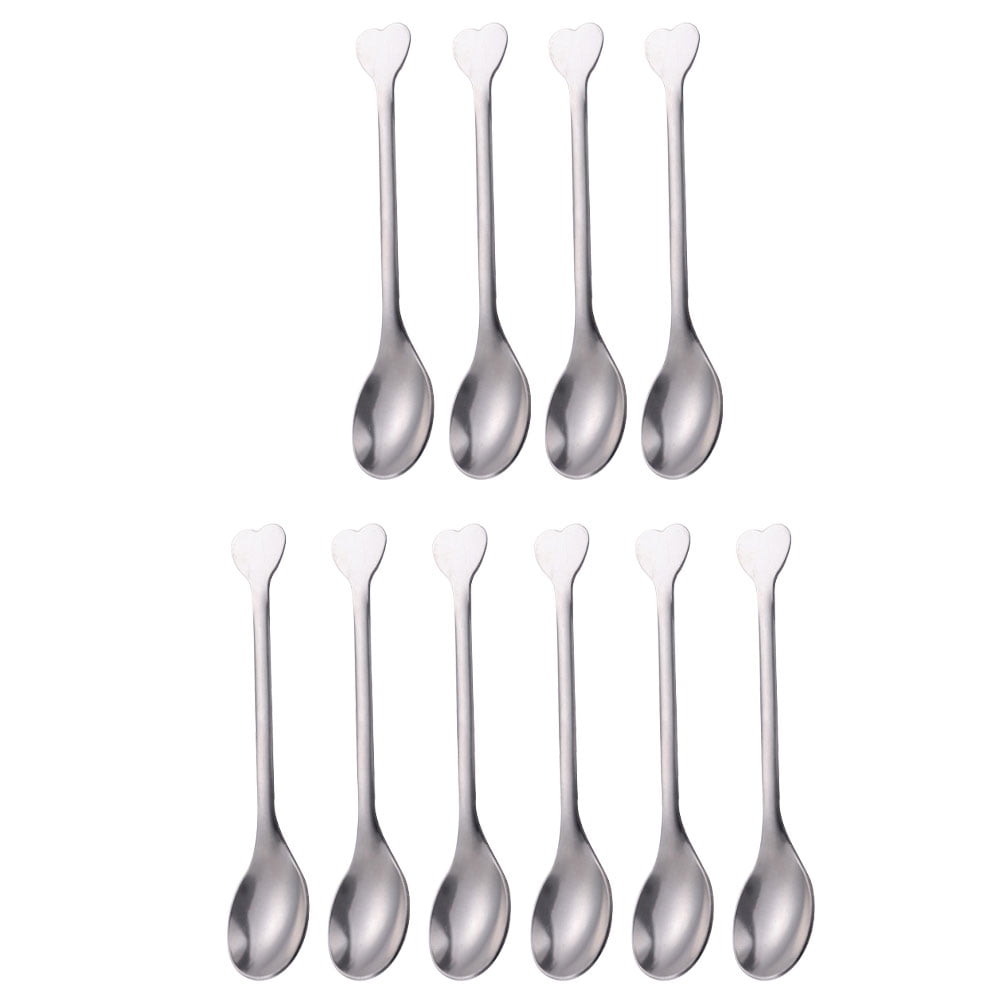 24 Pcs Heart Shaped Spoon Coffee Scoop Spoons Stainless Steel Stirring ...