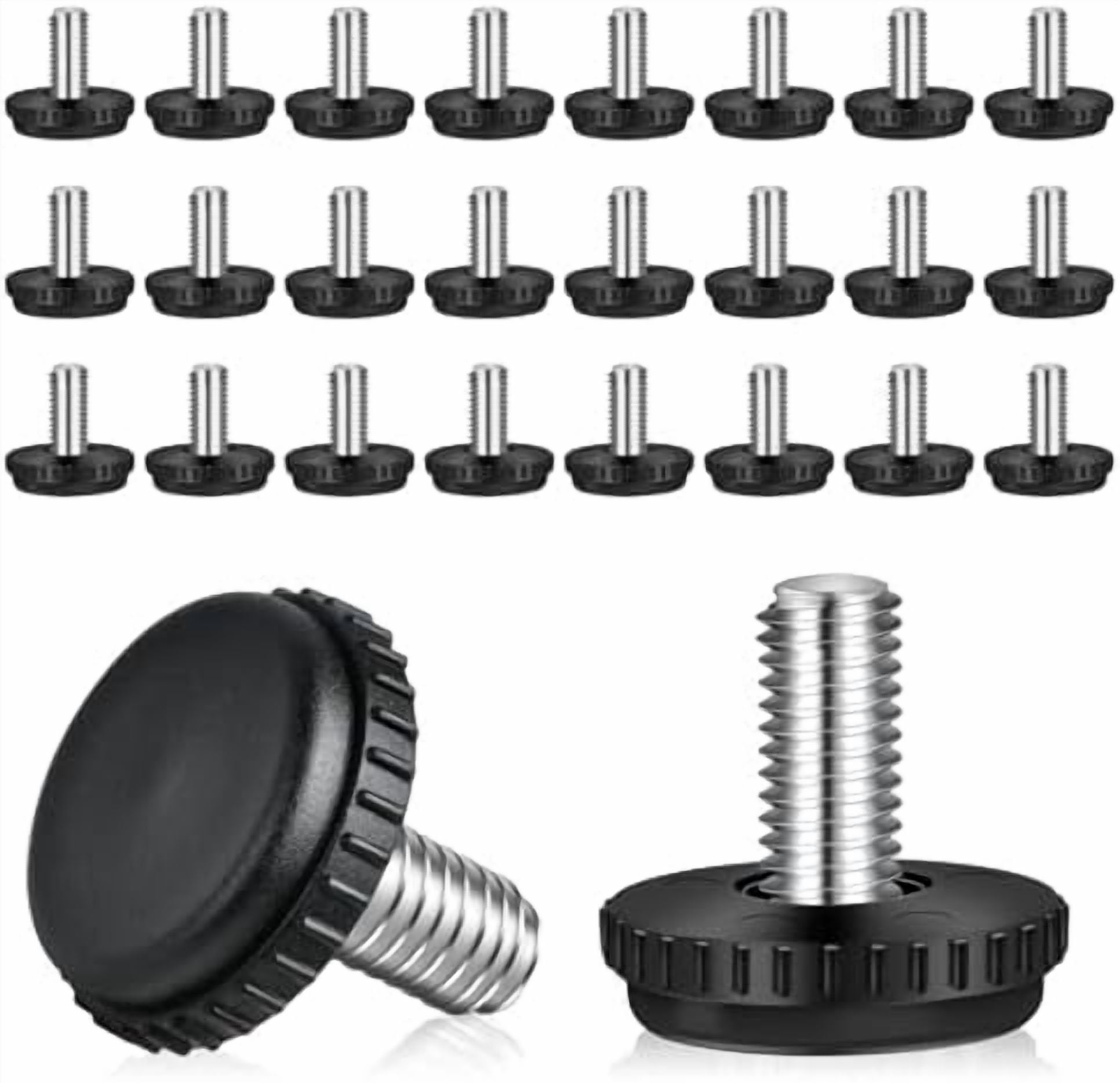 24 Pcs Heavy Duty Black ABS Plastic & 304 Stainless Steel Round ...