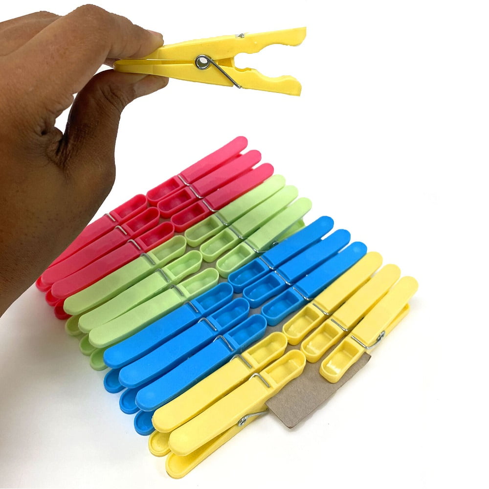 24 Pcs Heavy Duty Plastic Clothes Pins Laundry Cloth Hanging Colorful ...