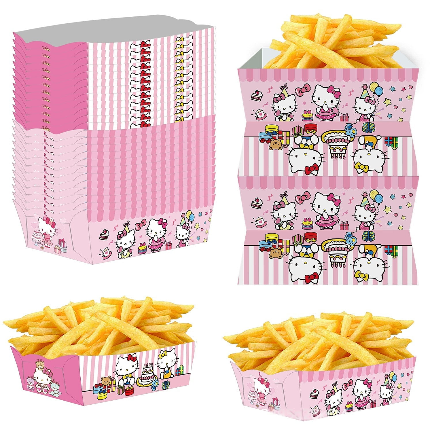 24 Pcs Hello Kitty Party French Fry Box for Anime Theme Birthday Party ...