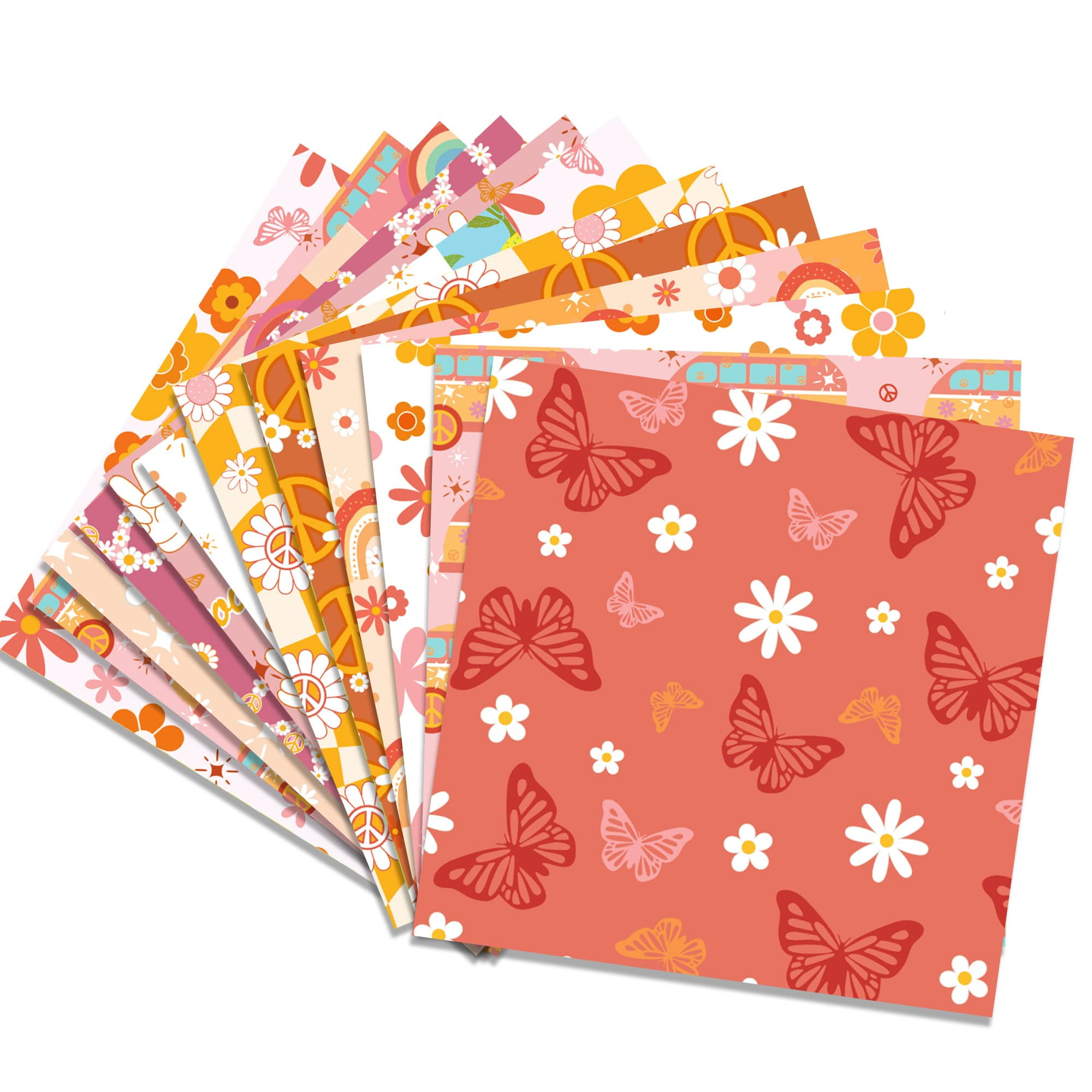 24 Pcs Hippy Scrapbook MMF7 Paper Pad, Boho Pattern Double-Sided ...
