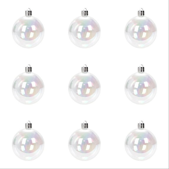 24 Pcs Iridescent Christmas Ball Ornaments, Transparent Clear Bubble ...