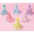 24 Pcs Iridescent Foil Mini Birthday Party Hats with Pom Poms Rainbow ...