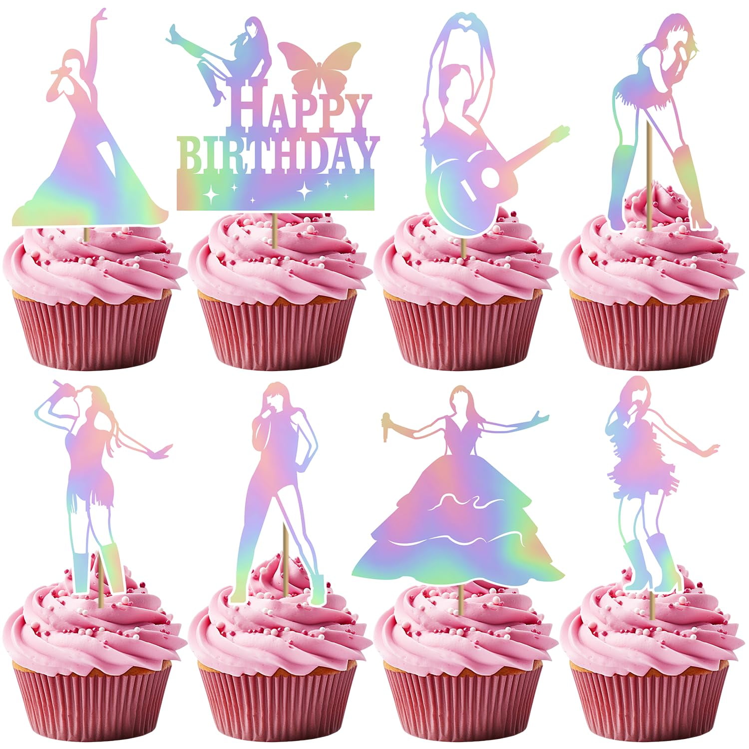 24 Pcs Iridescent Popular Happy Birthday RST1 Era's Party Decorations ...