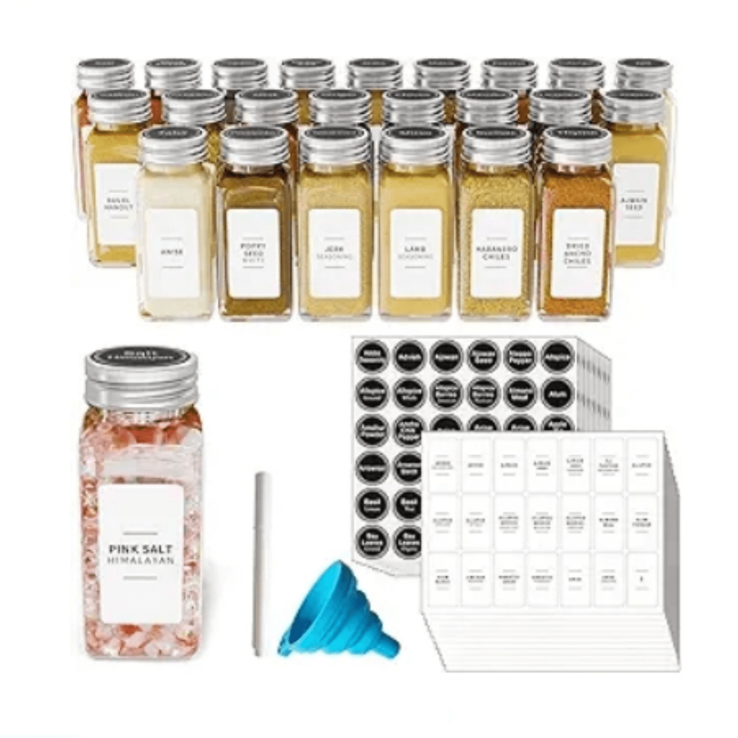 24 Pcs Jars with Labels, Empty 4oz Glass Bottles, Minimalist Farmhouse ...