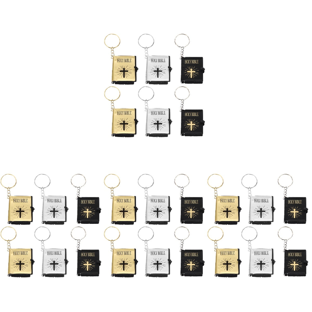 24 Pcs Key Pendant Key Rings Holy Bible Key Ring Keychains Mini Key ...