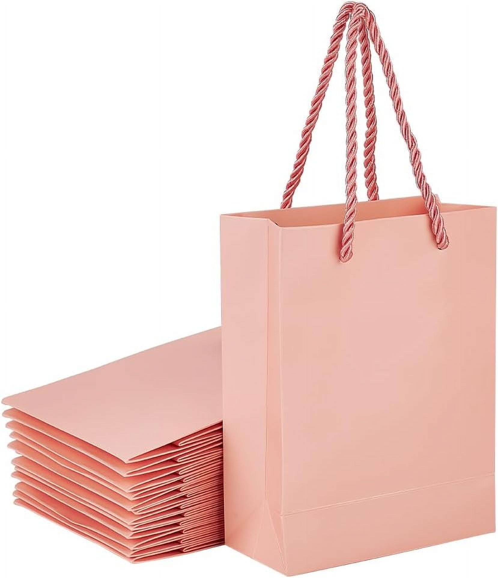 24 Pcs Kraft Paper Bags with Handle Light Coral Paper Bags 2.28x4.72x6.3 Inch Rectangle Shopping ...