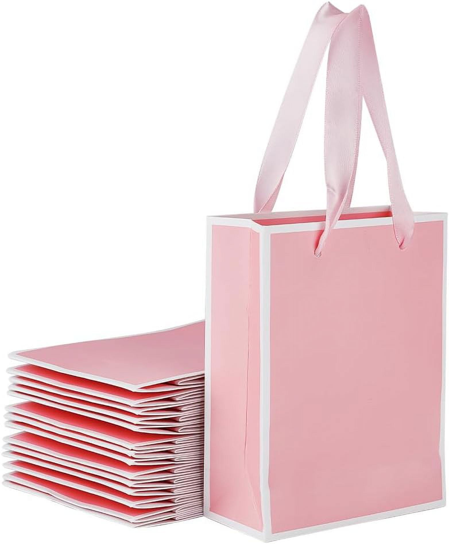 24 Pcs Kraft Paper Bags with Handle Pink Paper Bags 2.28x4.72x6.3 Inch ...
