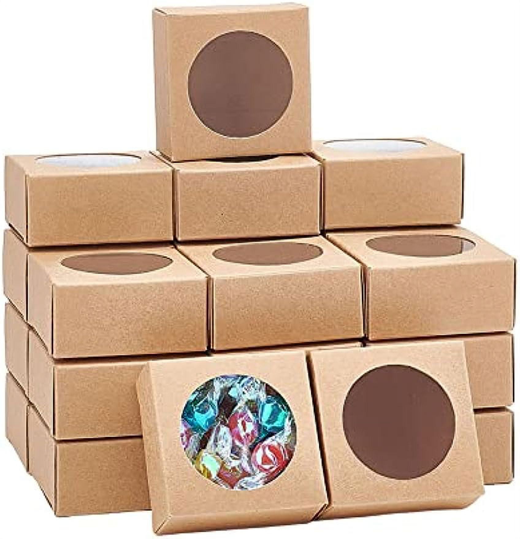 24 Pcs Kraft Paper Boxes with Window Brown Bakery Box Round Window ...
