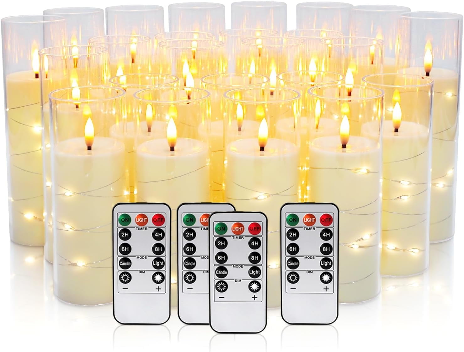 24 Pcs LED Flameless Candles with Remote, 3D Flickering Flame & LED ...