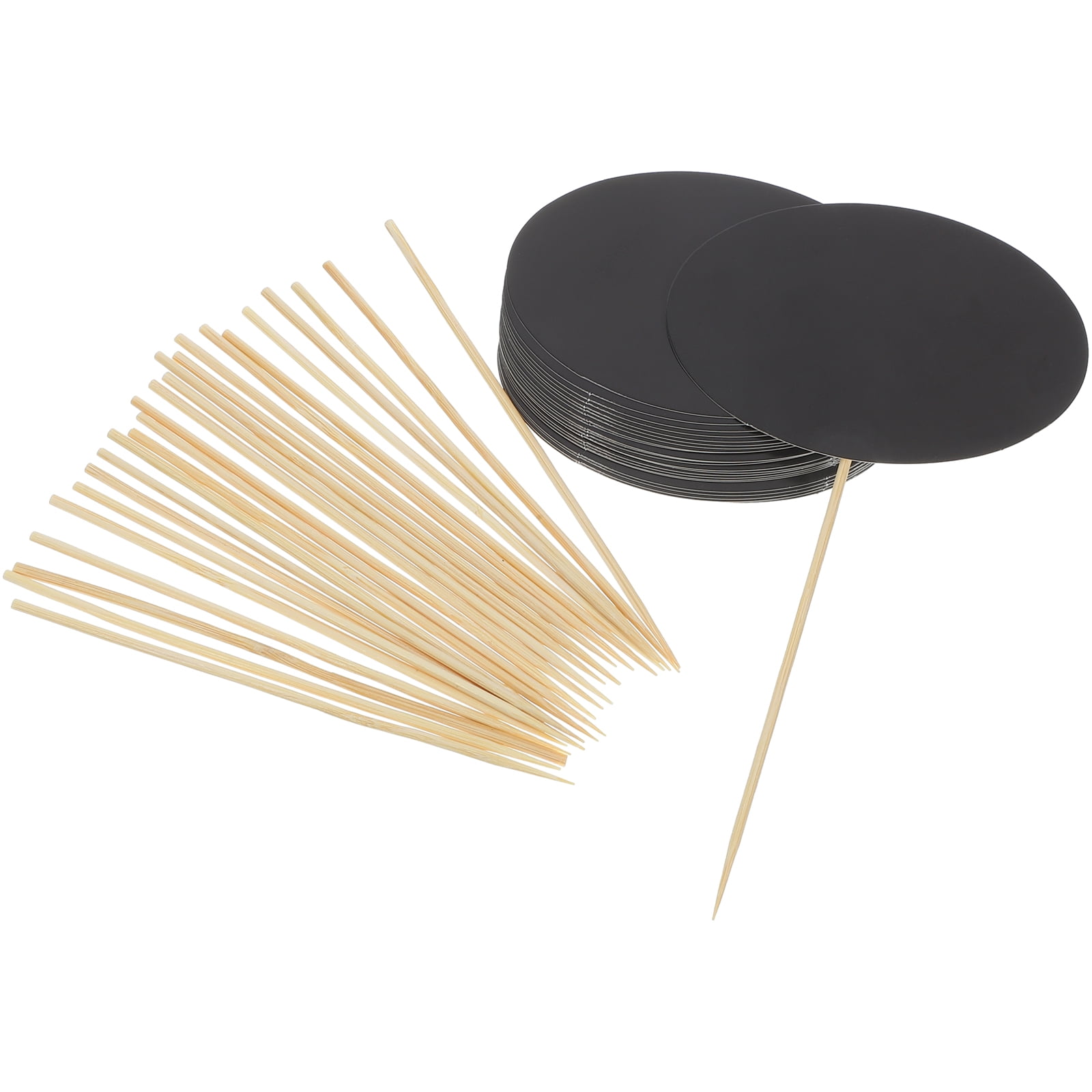FENGGUIQU Party Food Display Toothpick Labels Black Wood 24Pack ...