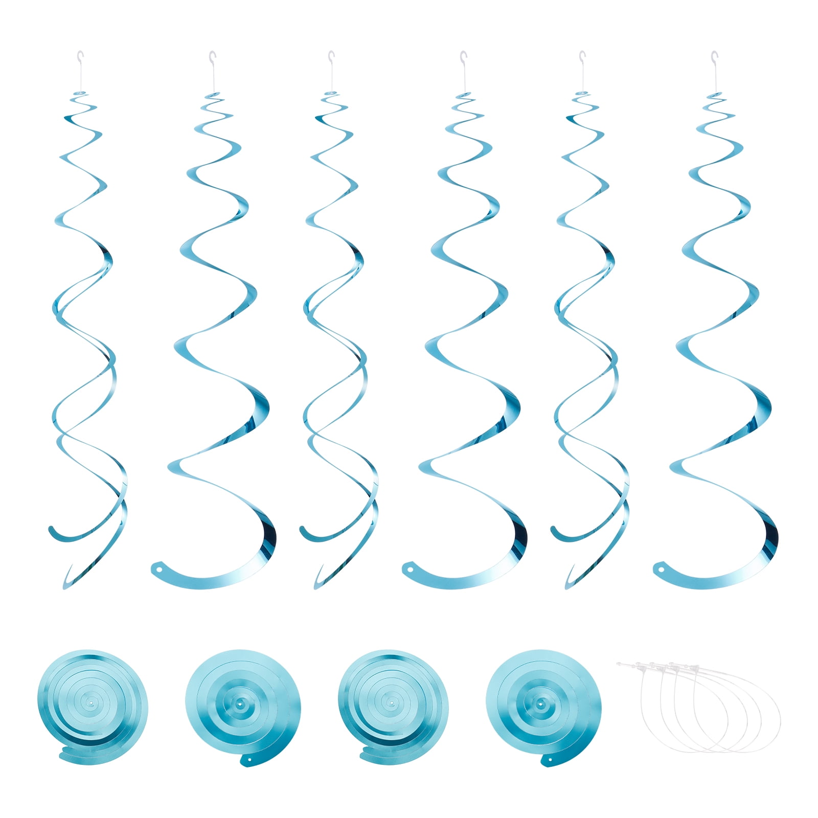 24 Pcs Lake Blue Party Hanging Swirls Single Strip Hanging Decorations ...