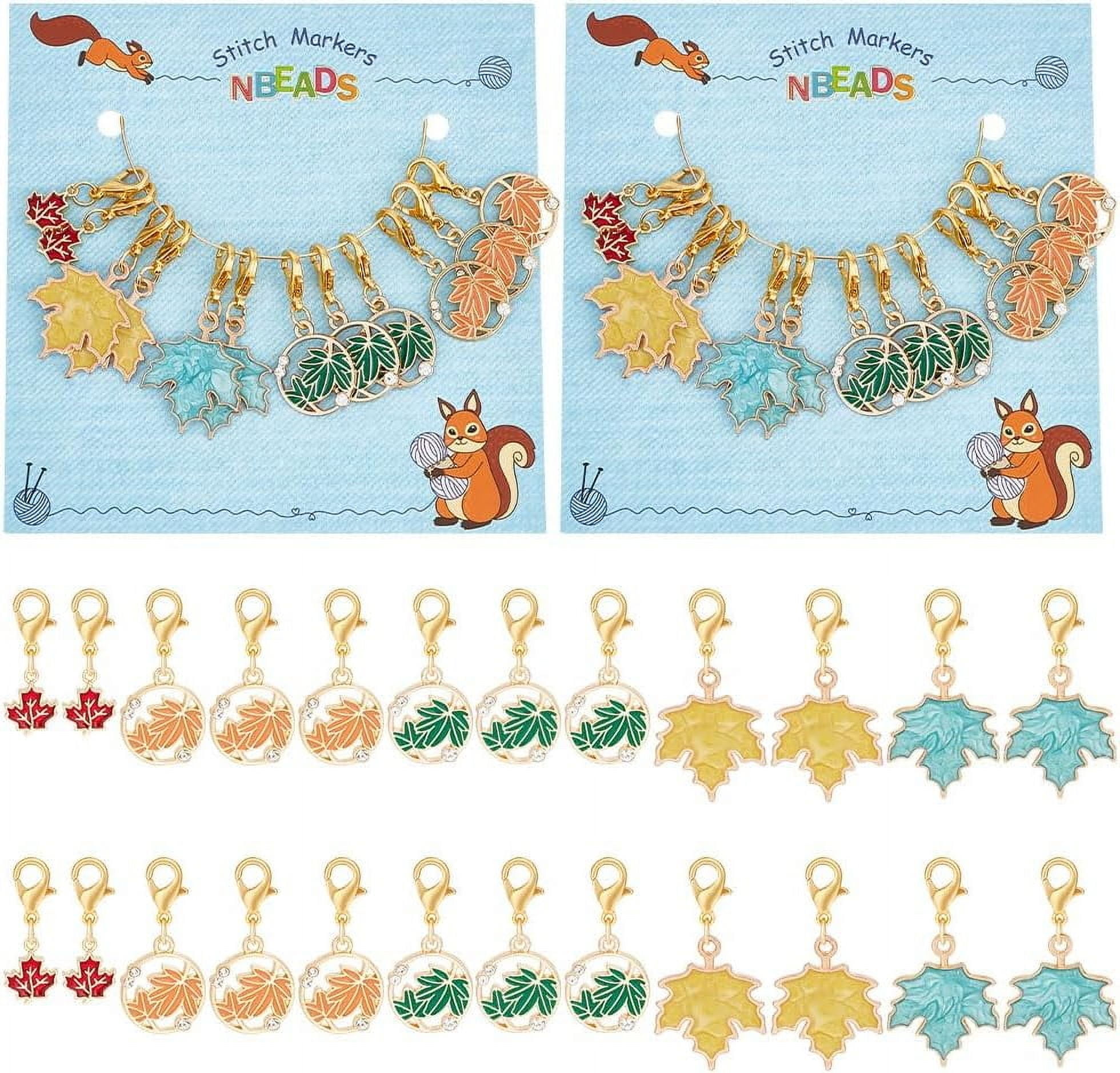 24 Pcs Leaf Pendant Stitch Markers Enamel Crochet Stitch Marker ...