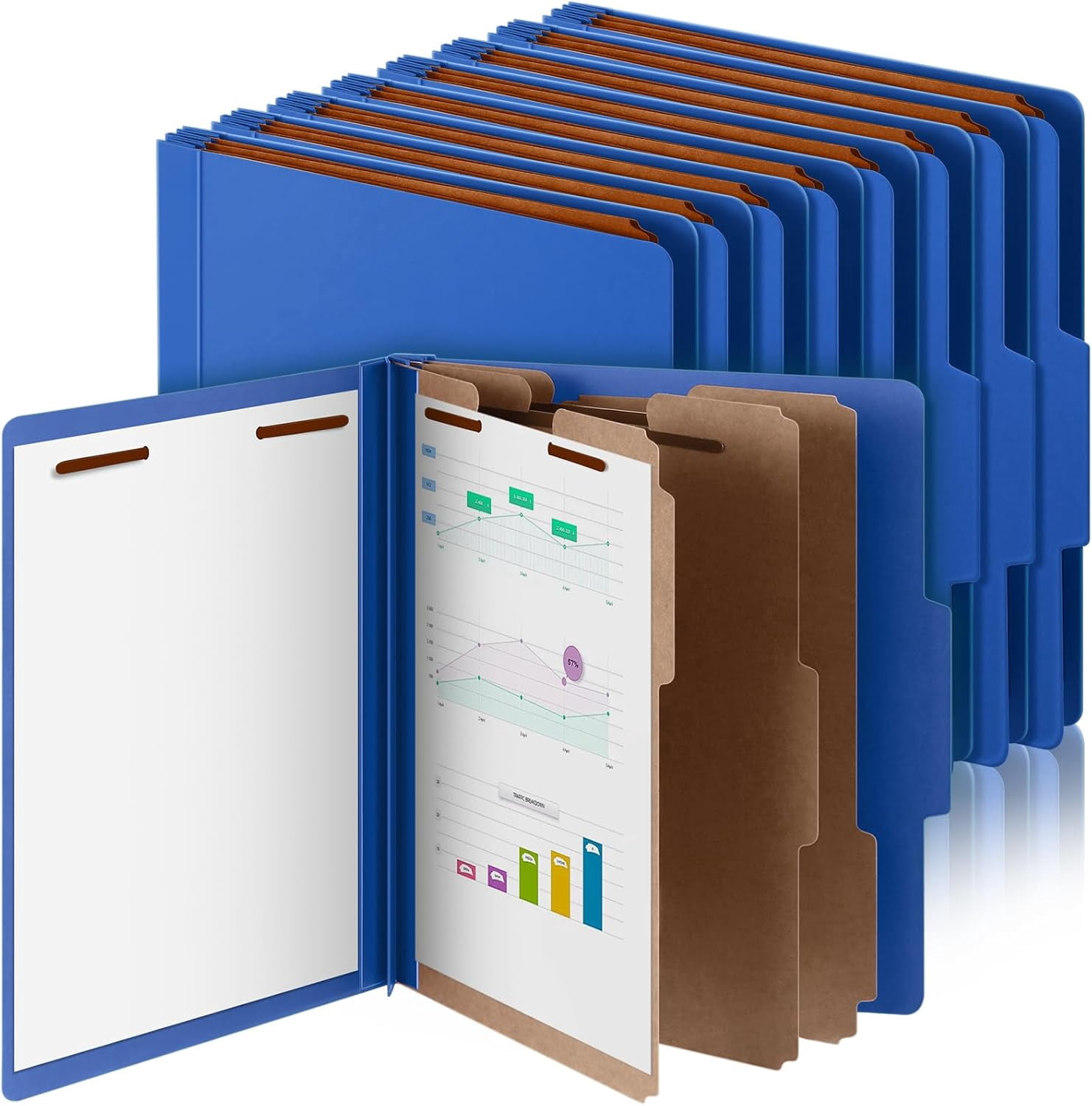 24 Pcs Letter-Size Classification Folders with 3 Dividers, Pressboard ...