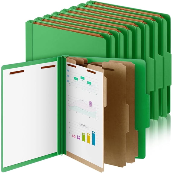 24 Pcs Letter-Size Green Classification Folders with 3 Dividers ...
