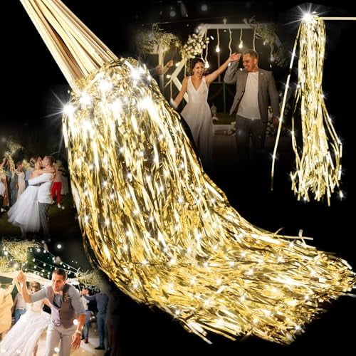 24 Pcs Lighted Wedding Wands LED Tinsel Wands Light up Streamers ...