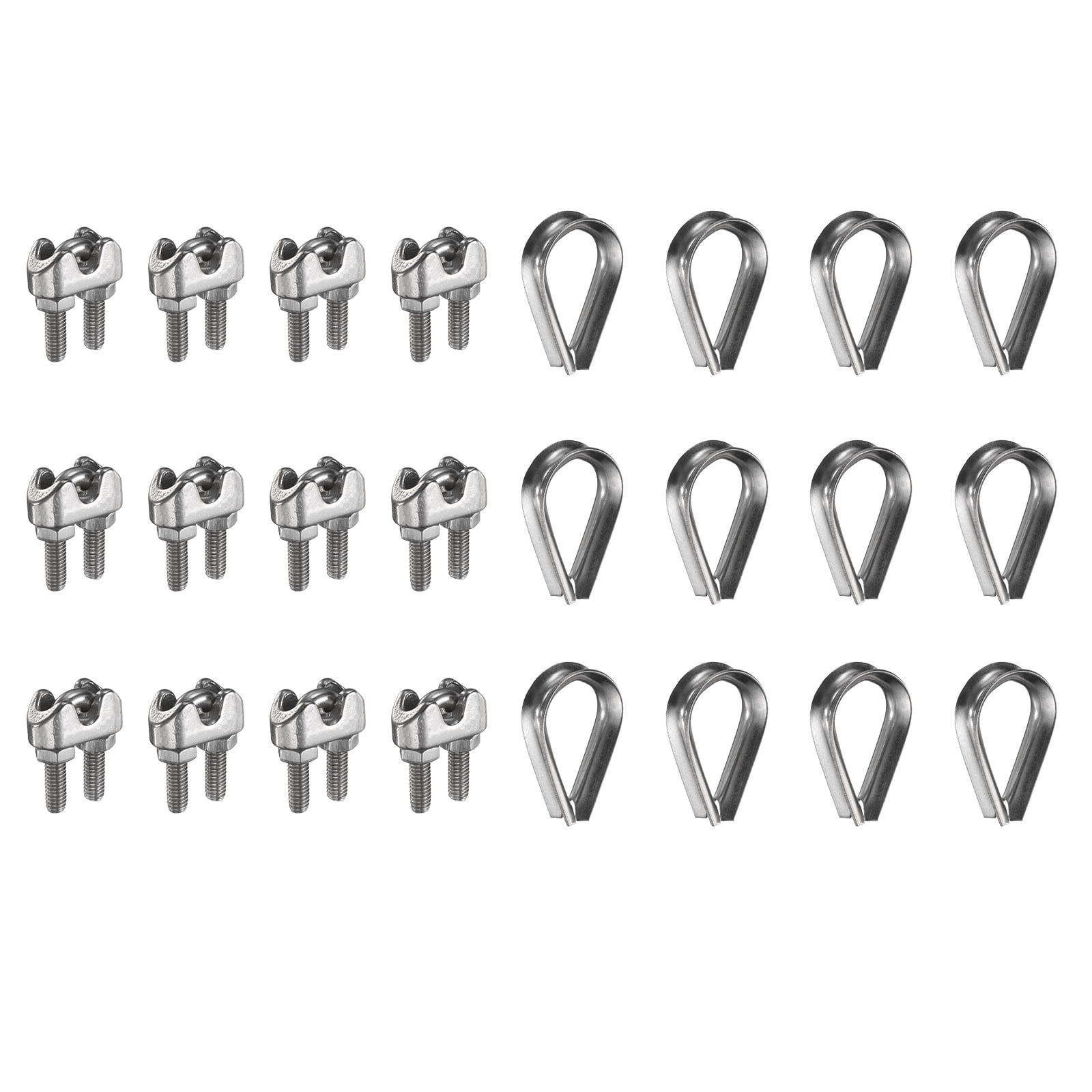 24 Pcs M3 1/8" Wire Rope U-Bolt Cable Clamps Saddle Fastener FOR Wire ...