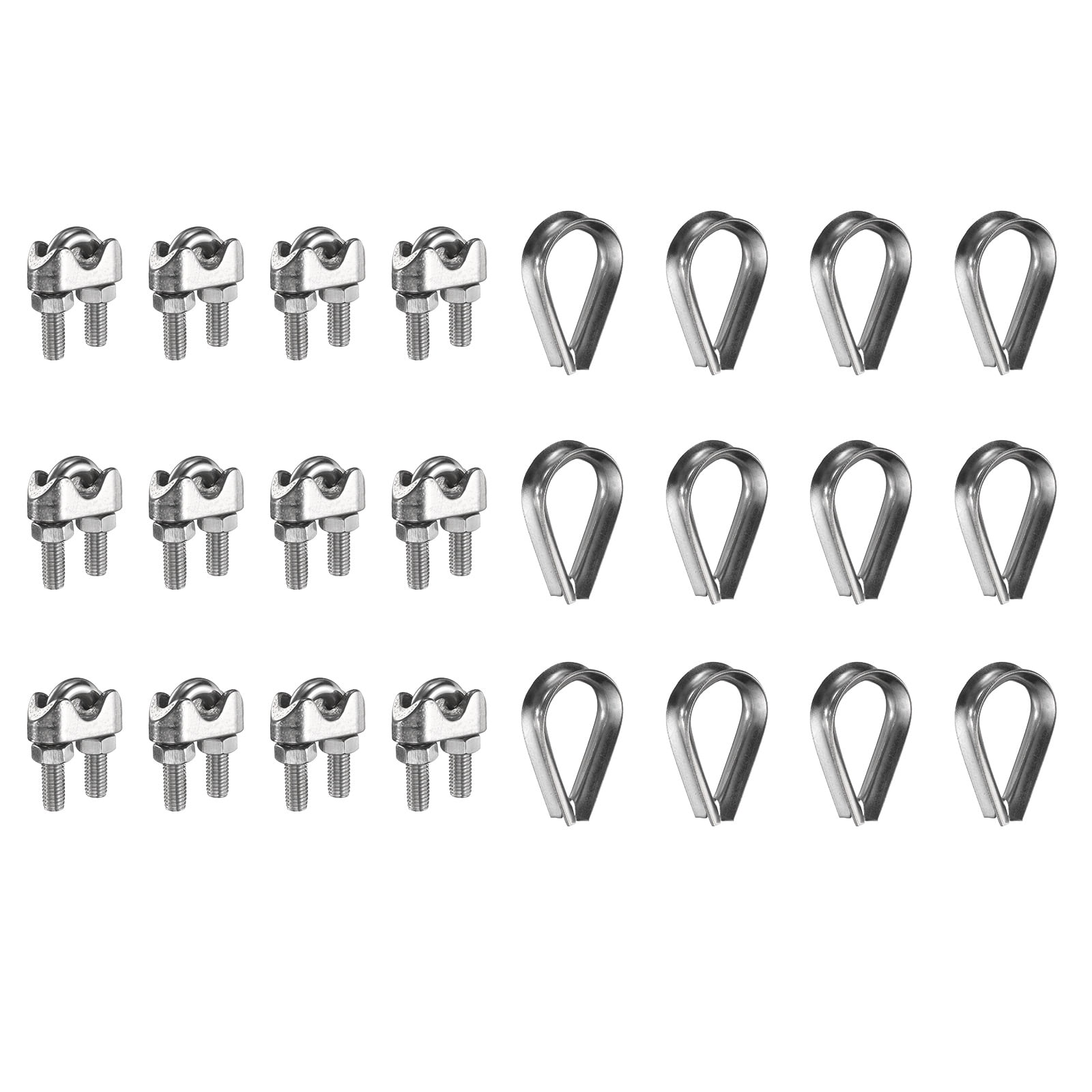 24 Pcs M5 3/16" Wire Rope U-Bolt Cable Clamps Saddle Fastener FOR Wire ...