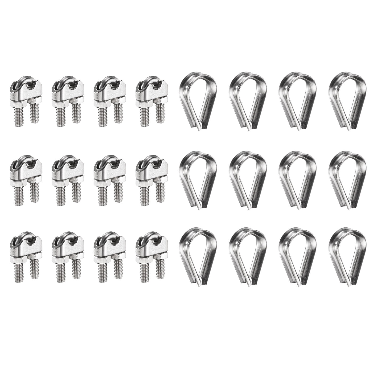 24 Pcs M6 1/4" Wire Rope U-Bolt Cable Clamps Saddle Fastener FOR Wire ...