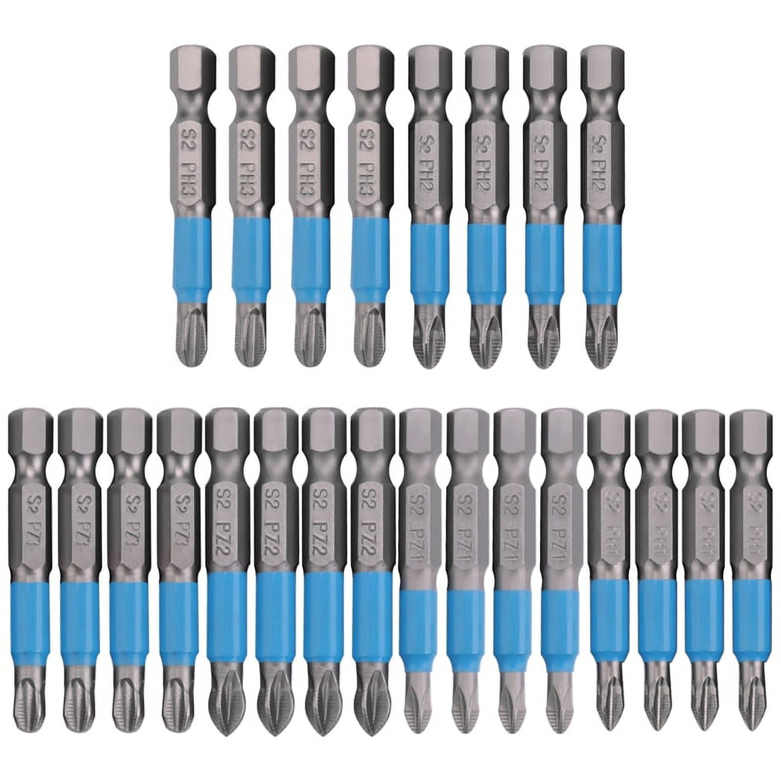 24 Pcs Magnetic Anti Slip Screwdriver Bits Set PH1 PH2 PH3 PZ1 PZ2 PZ3 ...