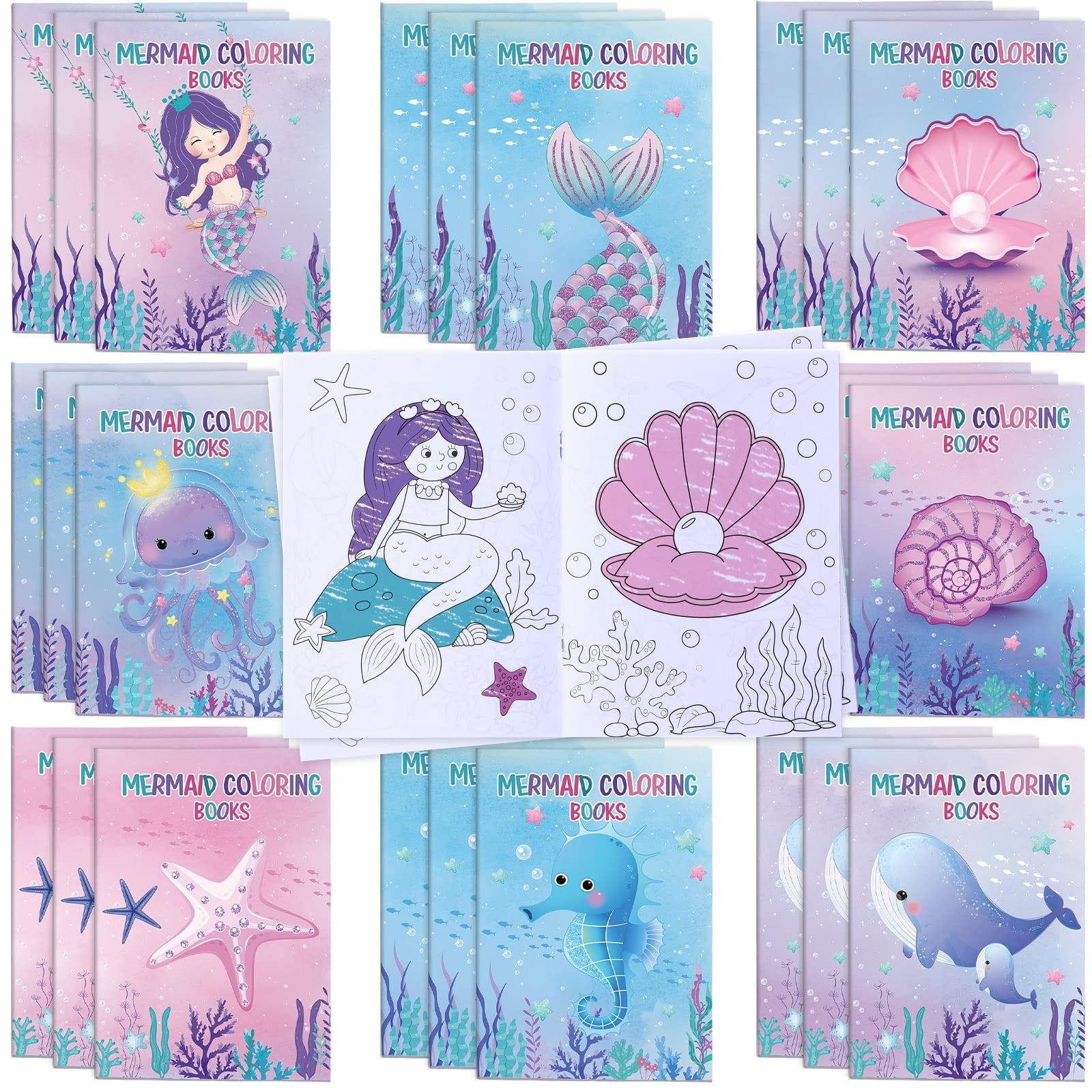 24 Pcs Mermaid Coloring Books for Kids in Bulk Mermaid Party Favors ...