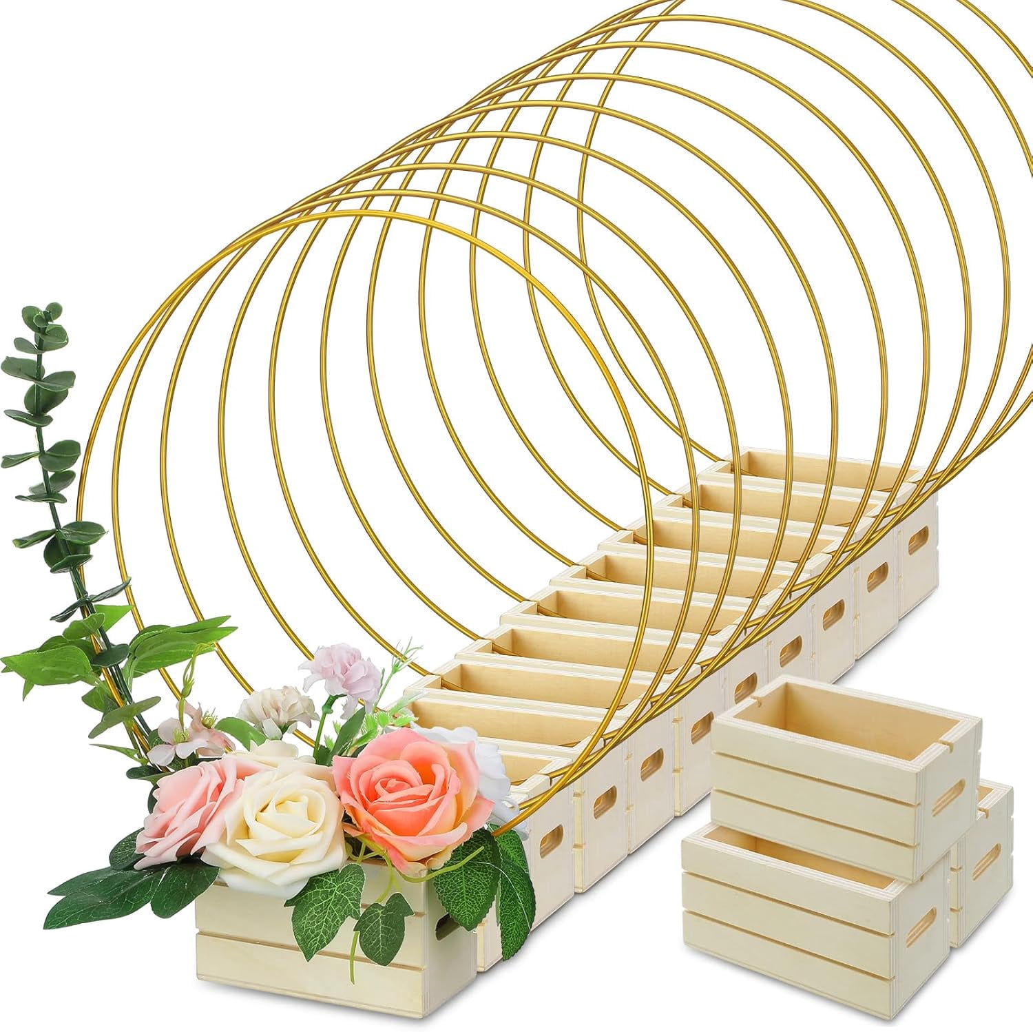 24 Pcs Metal Floral Hoop Centerpiece with Stand for Wedding Includes 12 ...