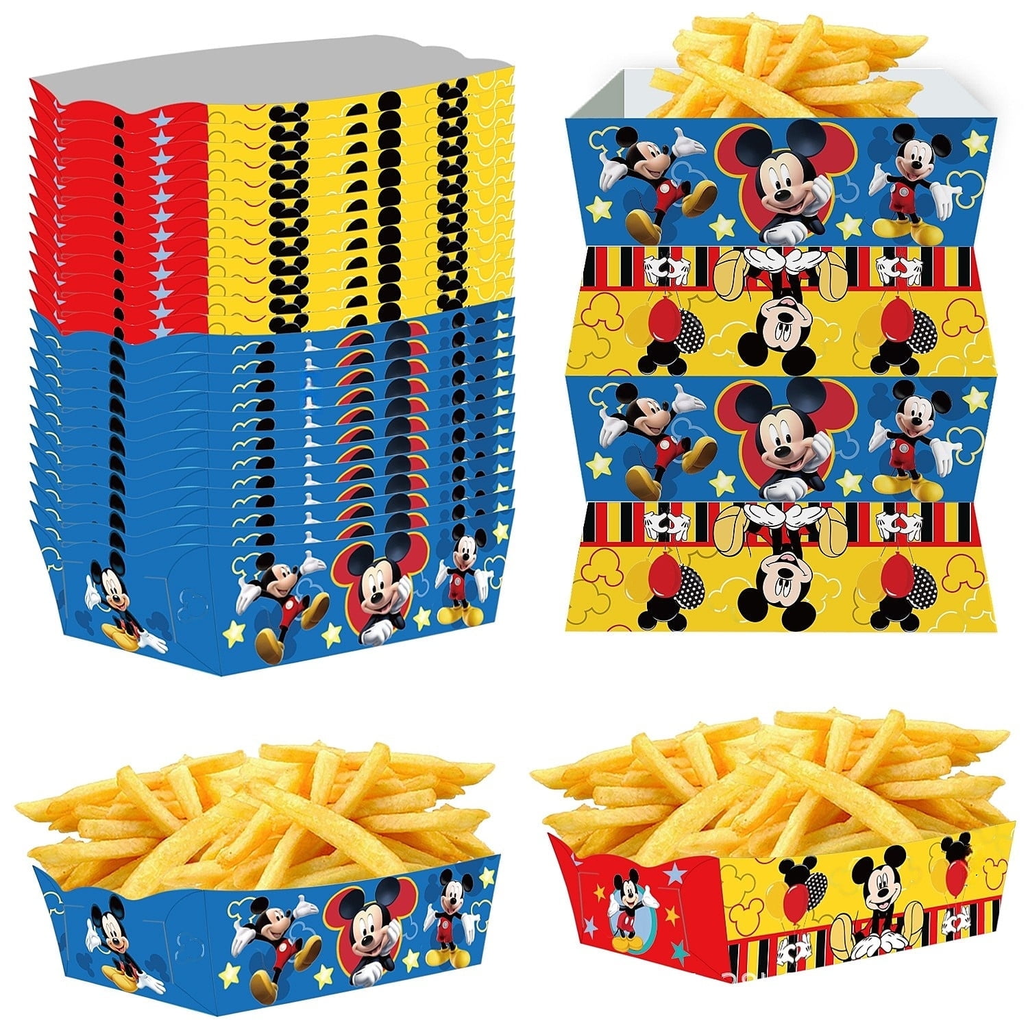 24 Pcs Mickey Party French Fry Box for Anime Theme Birthday Party ...