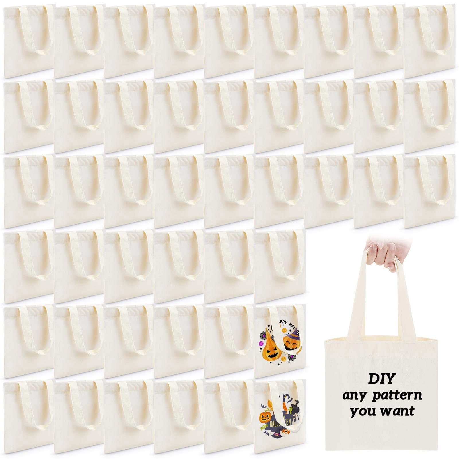 24 Pcs Mini Canvas Tote Bags, Blank DIY Sublimation Totes for Party ...