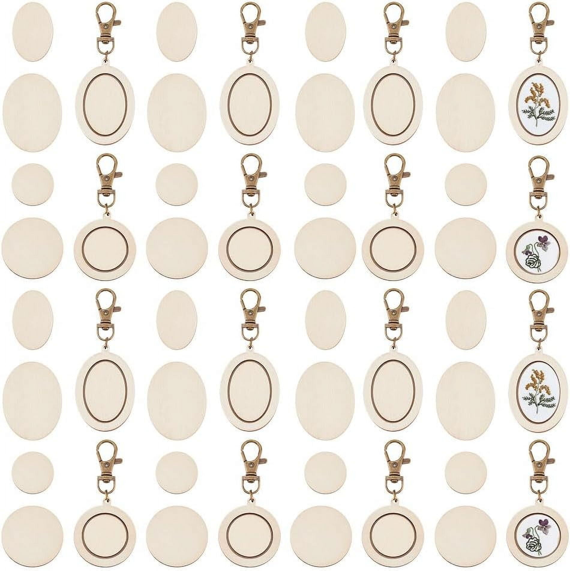 24 Pcs Mini Embroidery Hoop Keychain Tiny Wooden Cross Stitch Hoop with ...