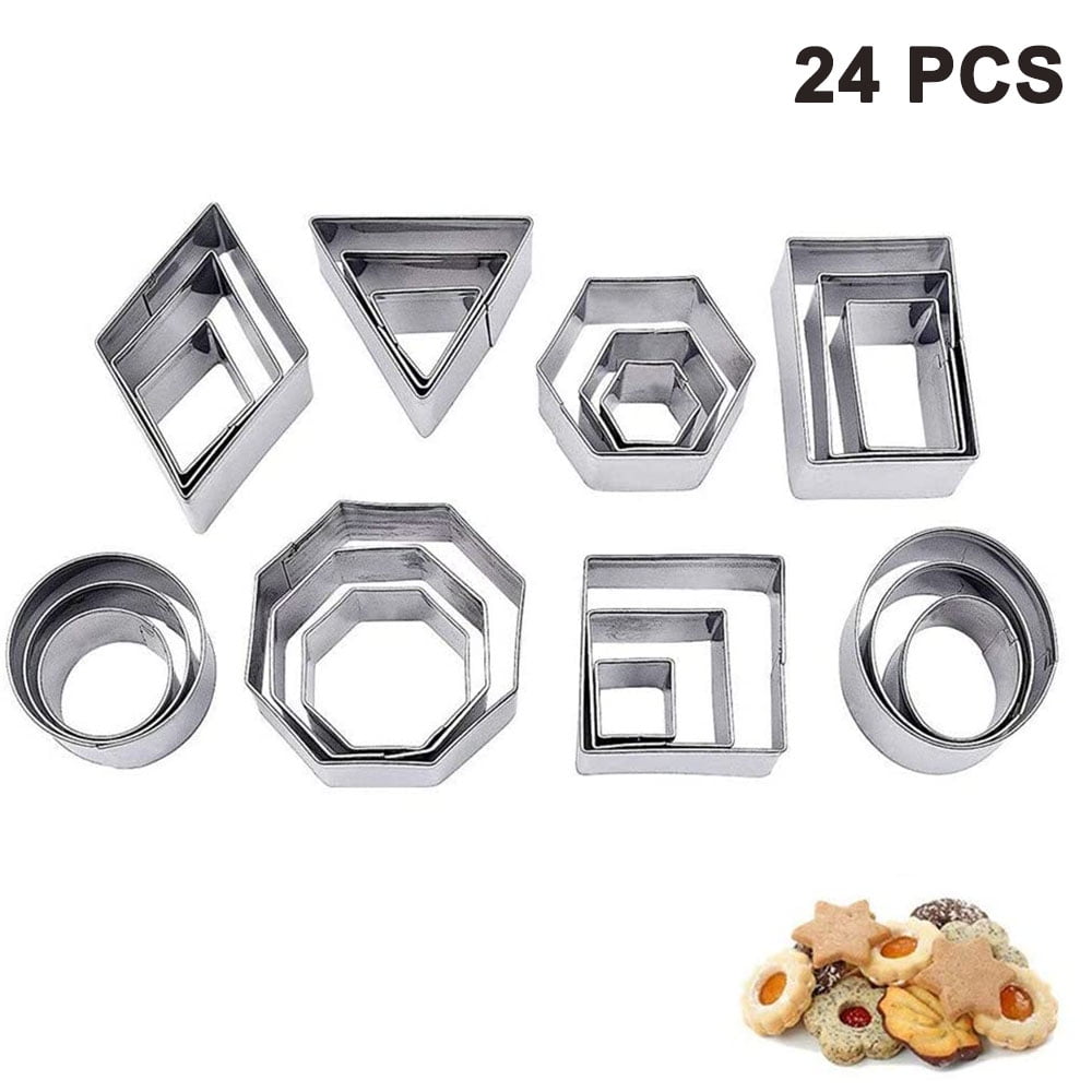 24 Pcs Mini Geometric Shaped Cookie Biscuit Cutter Rectangle Square ...