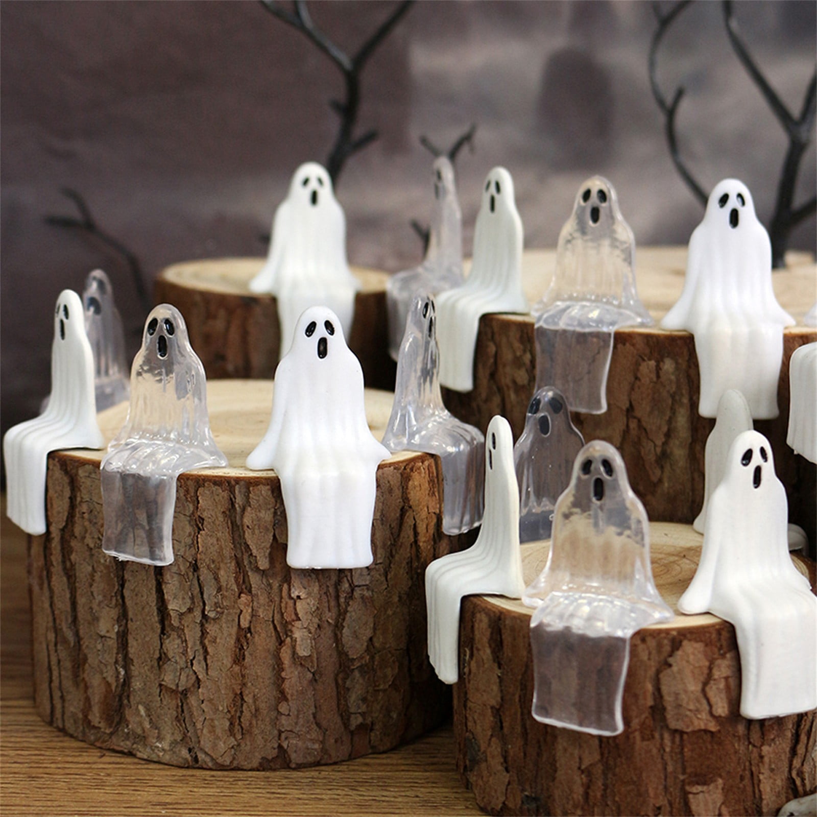 24 Pcs Mini Ghost Statue Ornaments, Sitting Ghost Miniatures Halloween ...