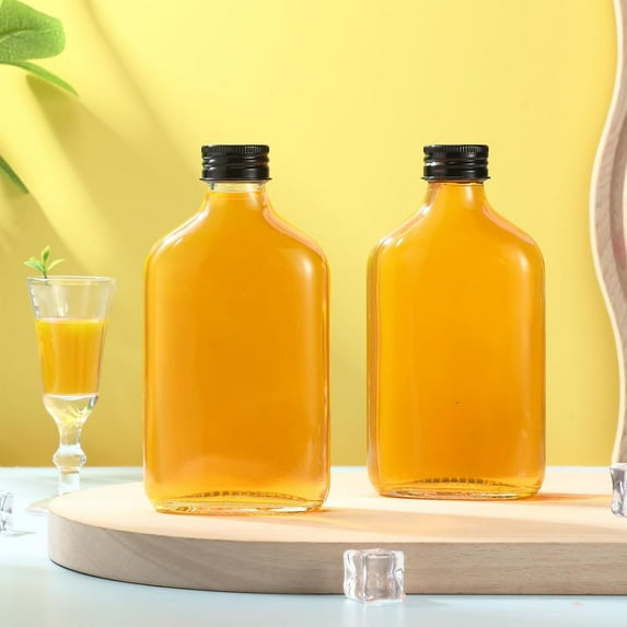 24 Pcs Mini Liquor Bottles Reusable Glass Flask Bottles with Black Caps ...
