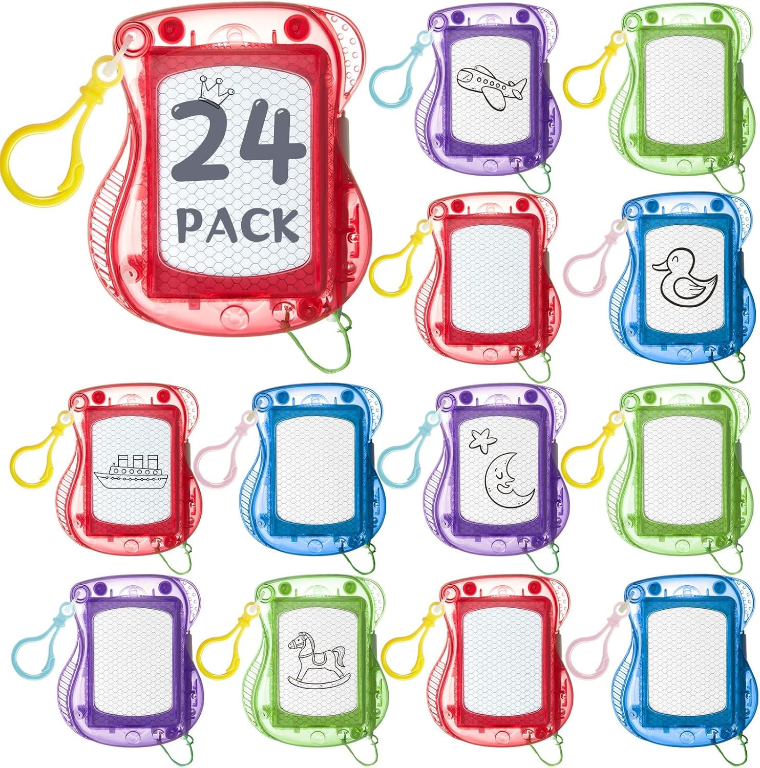 24 Pcs Mini Magnetic Drawing Doodle Boards for Kids Backpack Keychain ...