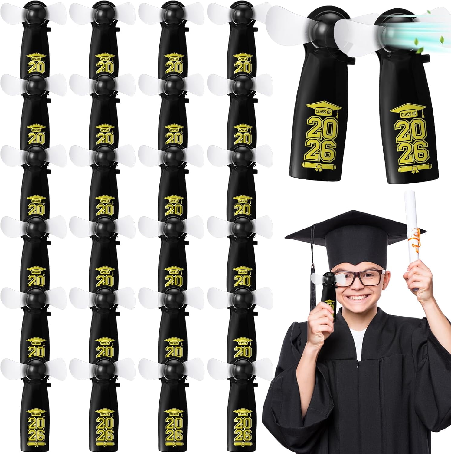 24 Pcs Mini Portable Graduation Fan Bulk Powerful Handheld Fan Electric ...